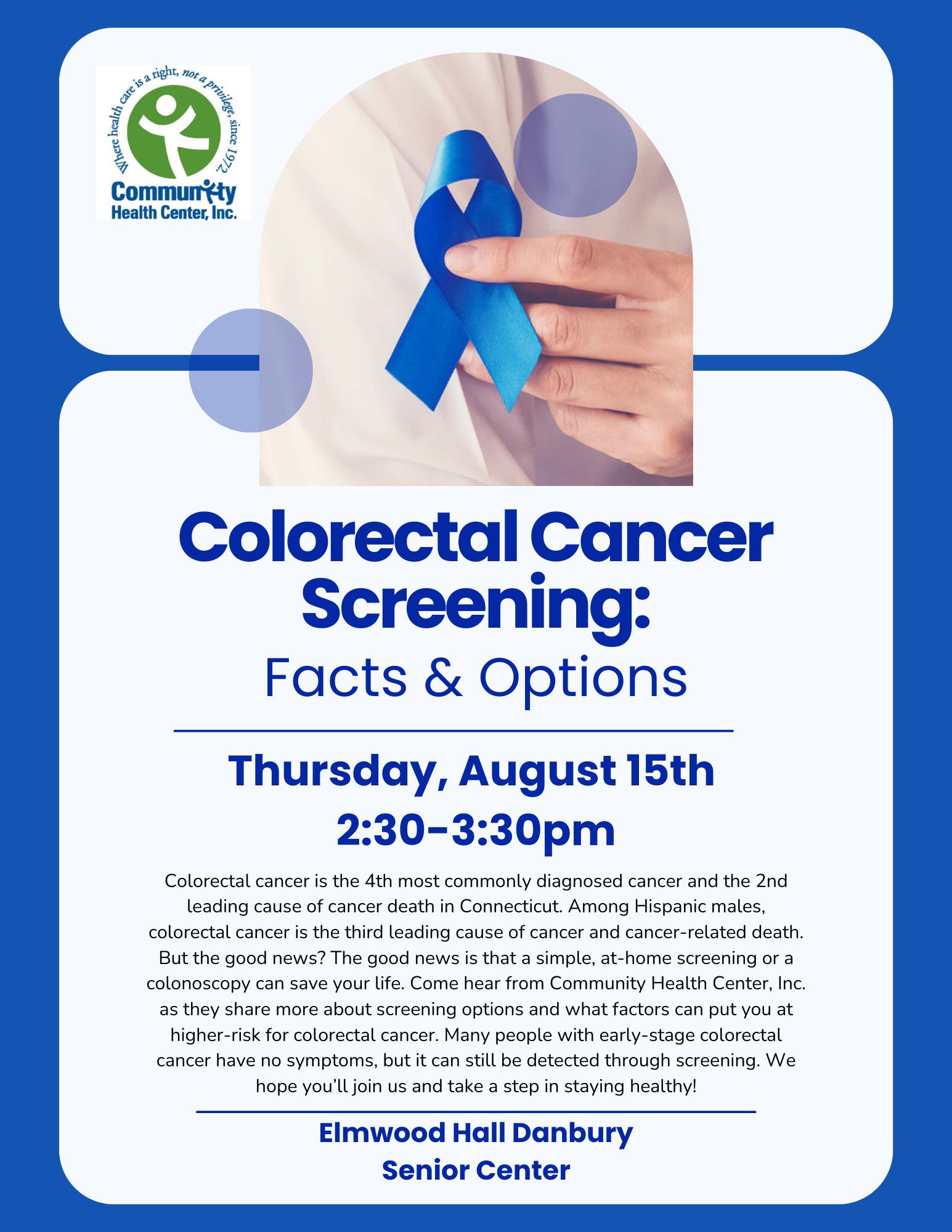 Aug 15 | Colorectal Cancer Screening: Facts & Options | Danbury, CT Patch