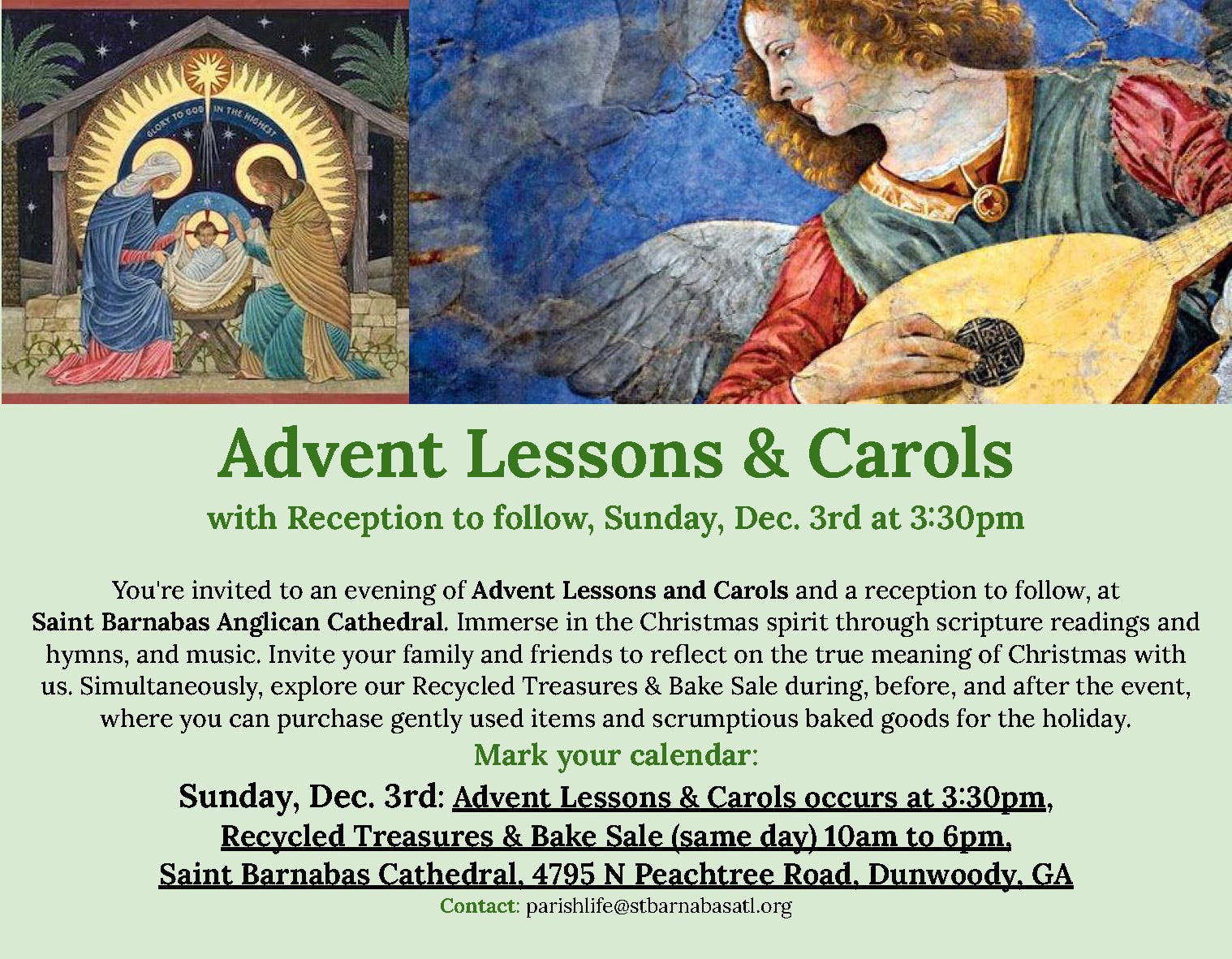 Dec 3 | FESTIVE HOLIDAY EVENT! Advent Lessons & Carols and Recycled ...