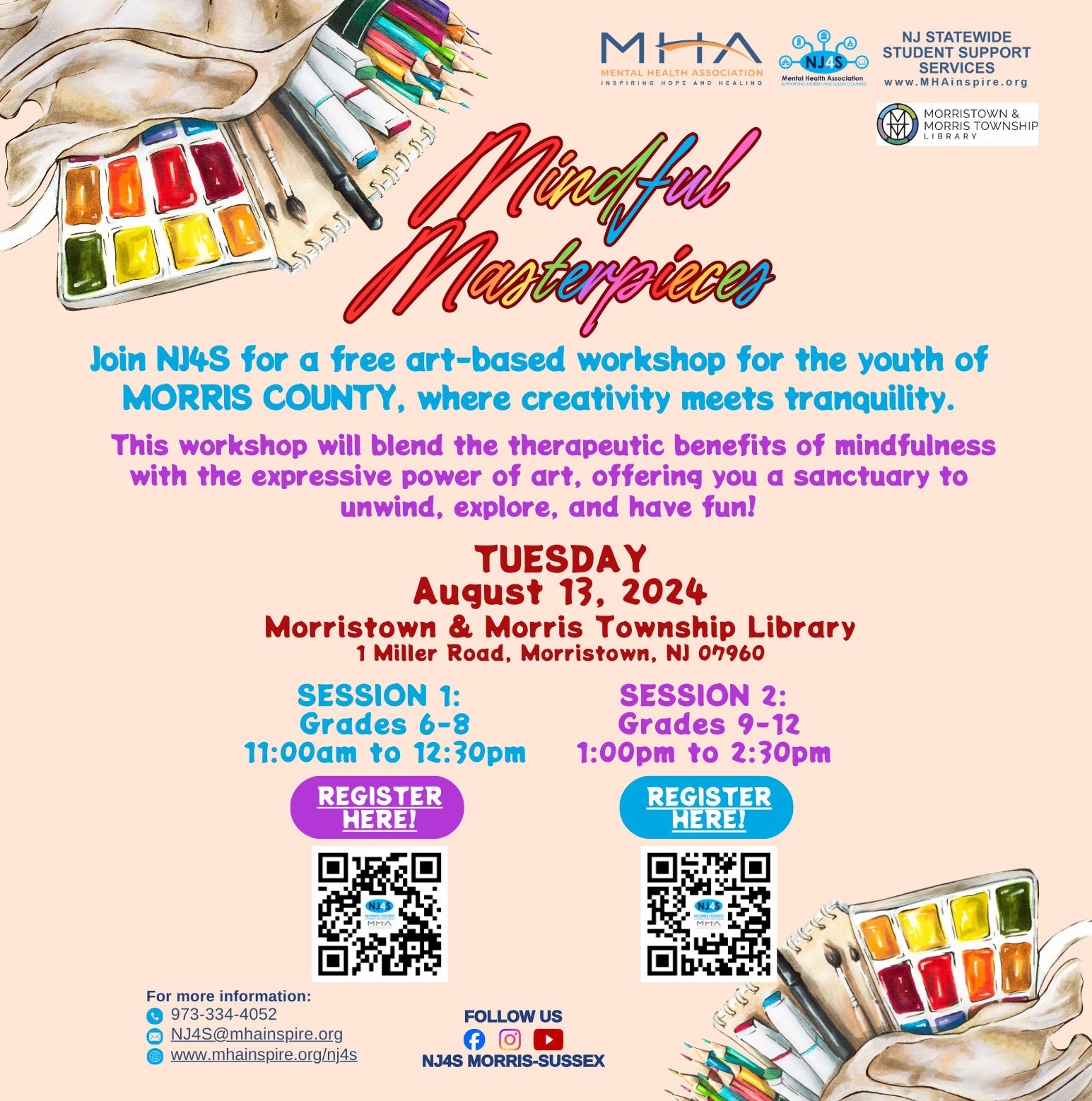 Aug 13 | Mindful Masterpieces for Morris County Middle & High School ...