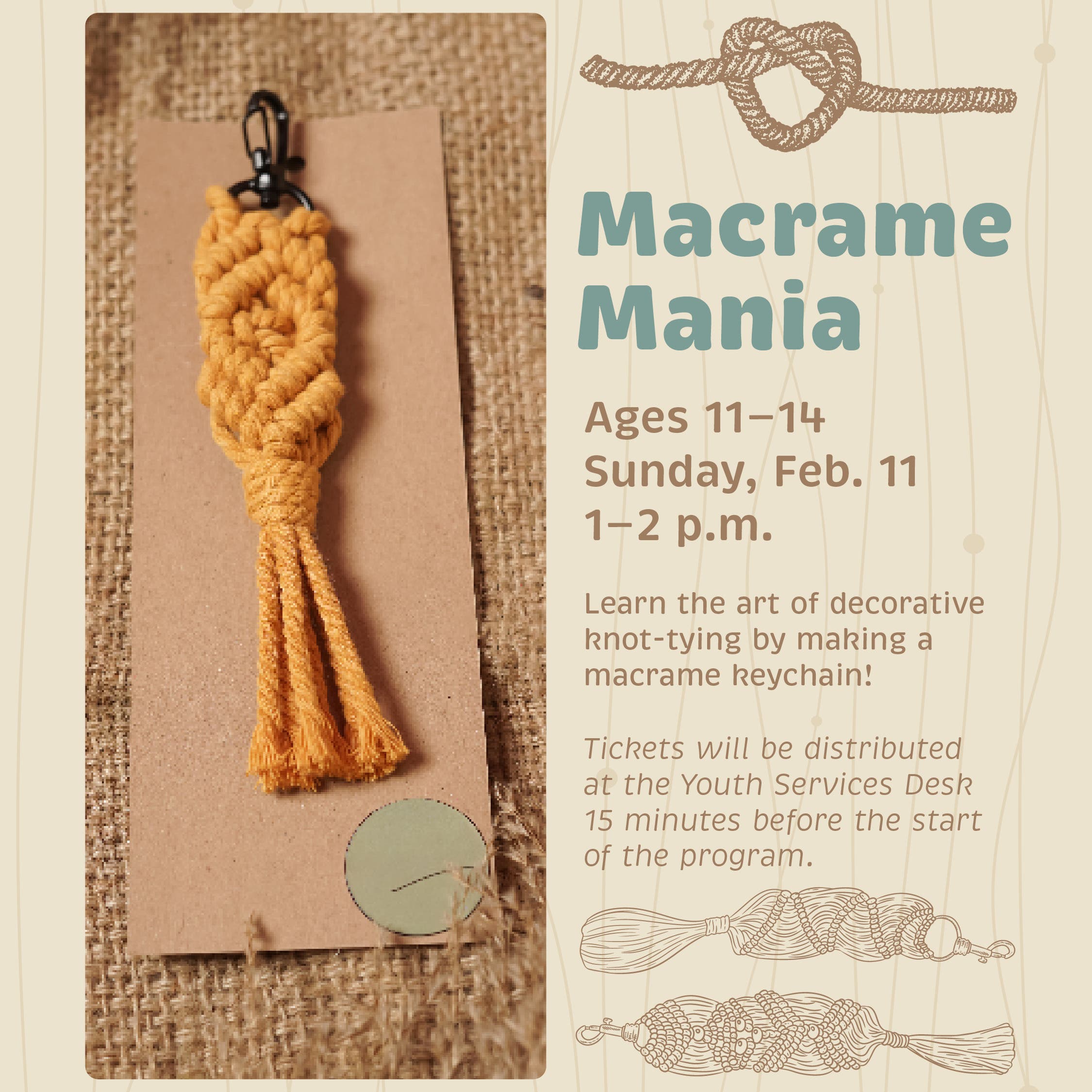 Feb 11 | Macrame Mania (Ages 11 - 14) at OLPL | Oak Lawn, IL Patch
