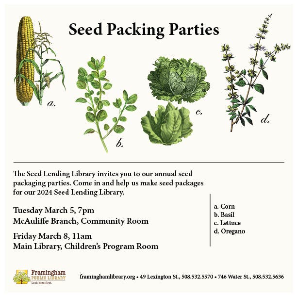 Mar 5 | Seed Packing Parties | Framingham, MA Patch