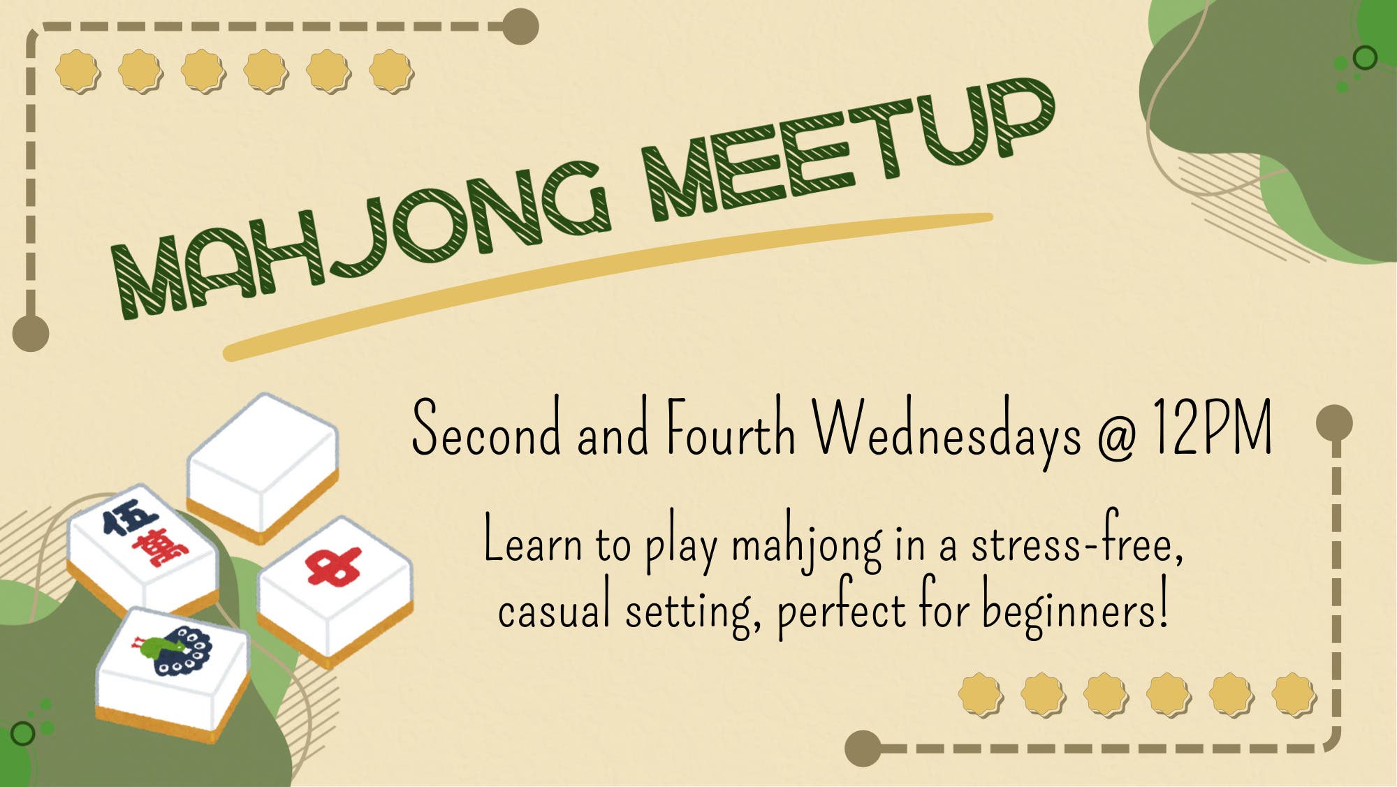 Mar 11 | Derby Neck Library - Mahjong Meetup | Shelton, CT Patch