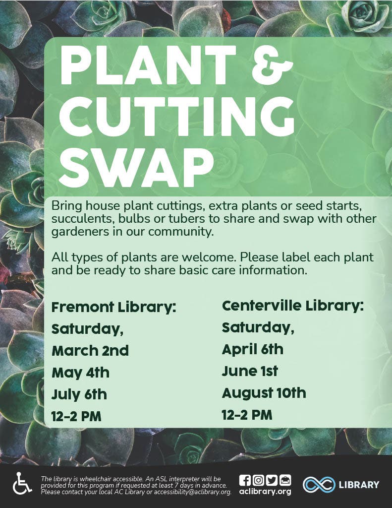 May 4 | Plant & Cutting Swap at the Fremont Main library | Fremont, CA ...
