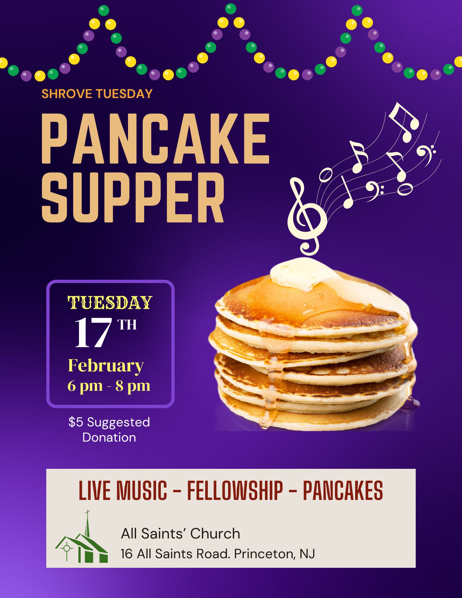 Feb 17 | Shrove Tuesday Pancake Supper | Princeton, NJ Patch