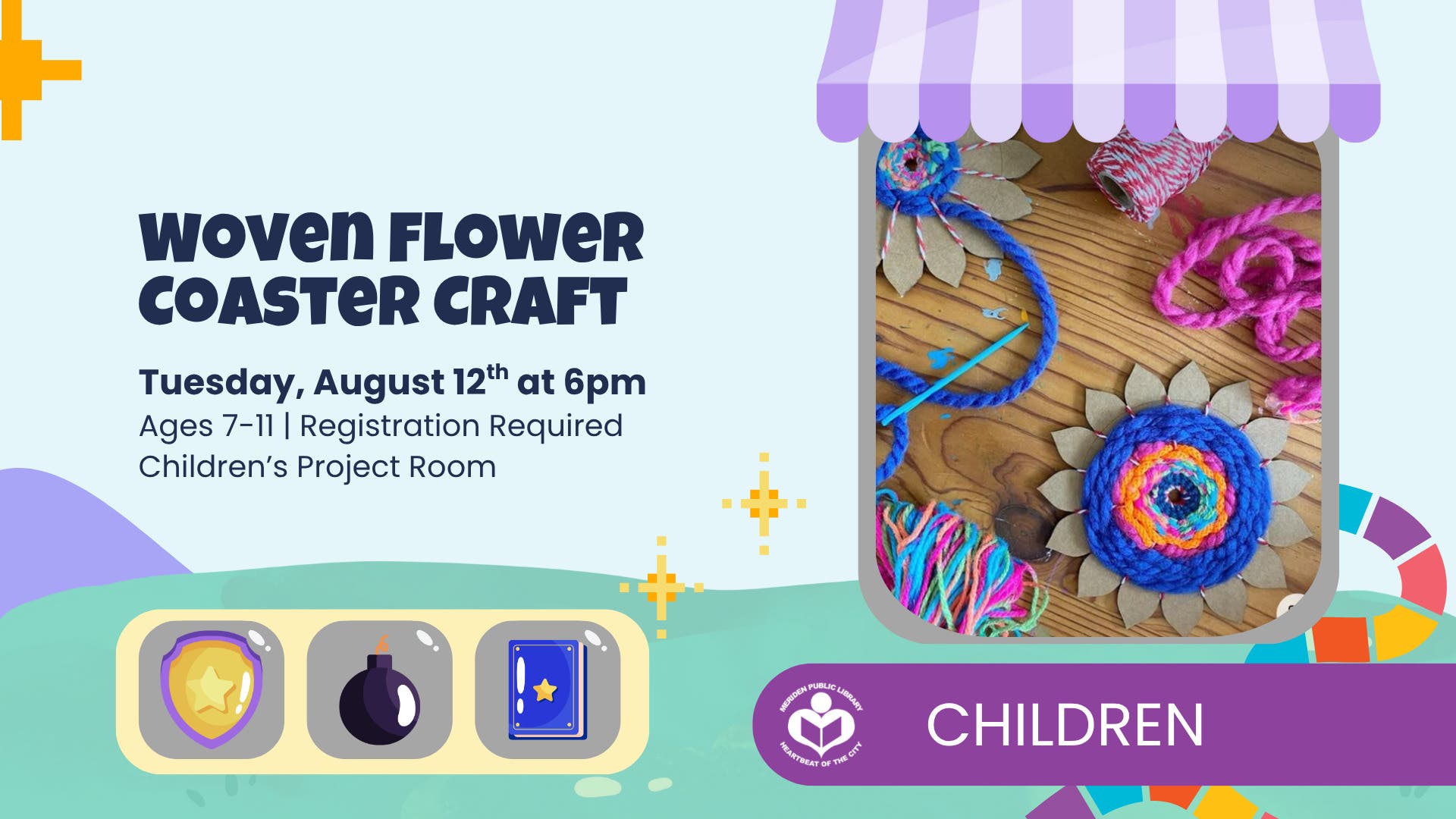 Aug 12 | Woven Flower Coaster Craft | Meriden, CT Patch