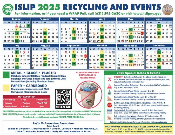 Islip's 2025 Recycling And Yard Waste Schedule | Brentwood, NY Patch