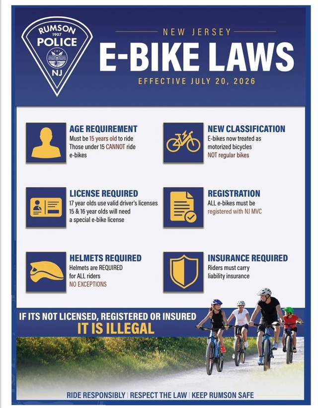 Rumson Police Highlight New E-Bike Regulations Taking Effect Next Month ...