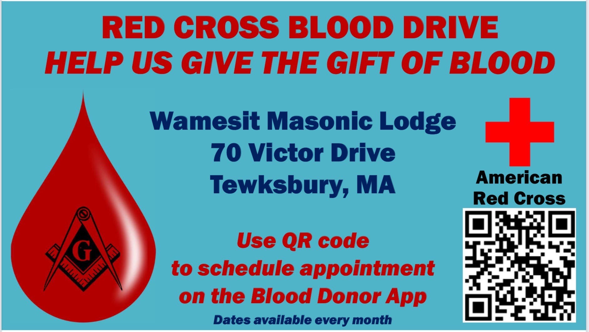 Dec 5 | Blood Drive - Wamesit Masonic Lodge | Tewksbury, MA Patch