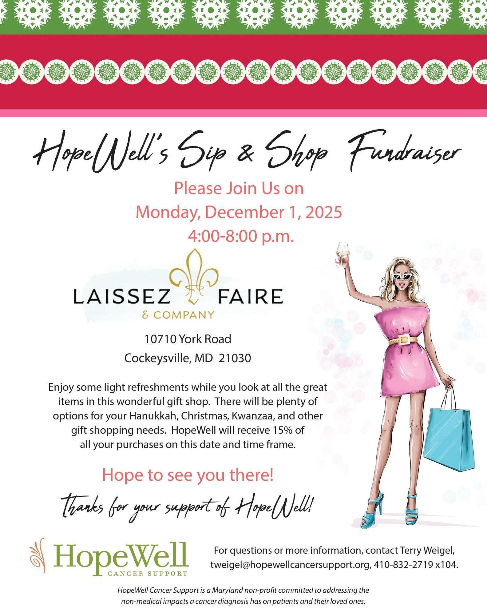 Dec 1 | HopeWell's Sip & Shop Fundraiser | Hunt Valley, MD Patch