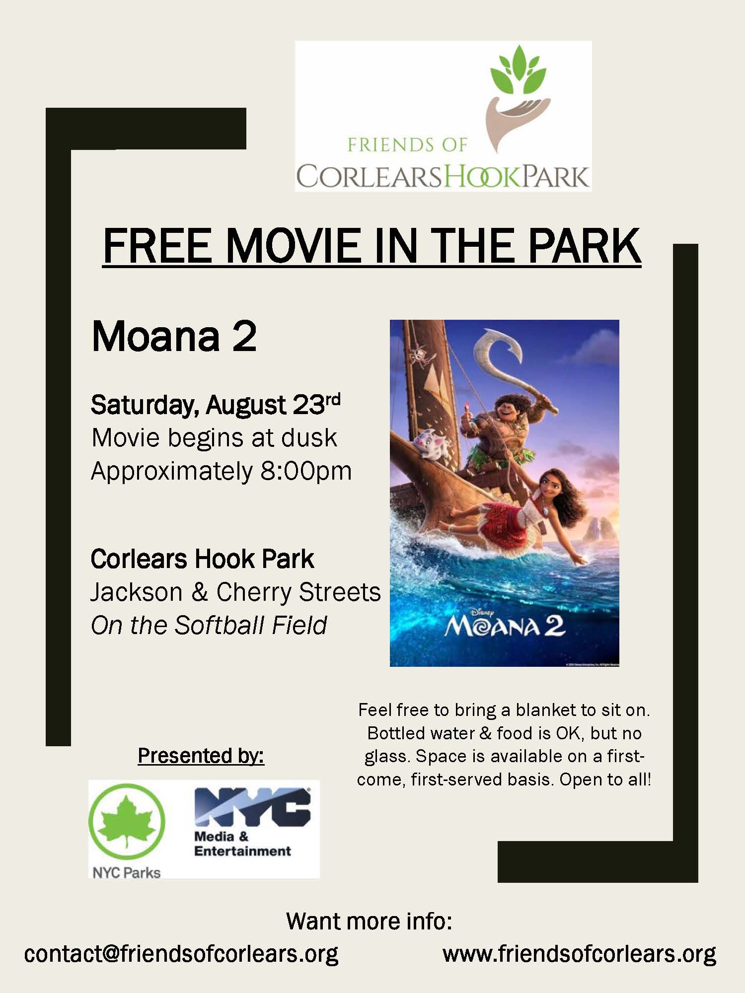 Aug 23 | Movies under the Stars: Moana 2 | Lower East Side, NY Patch