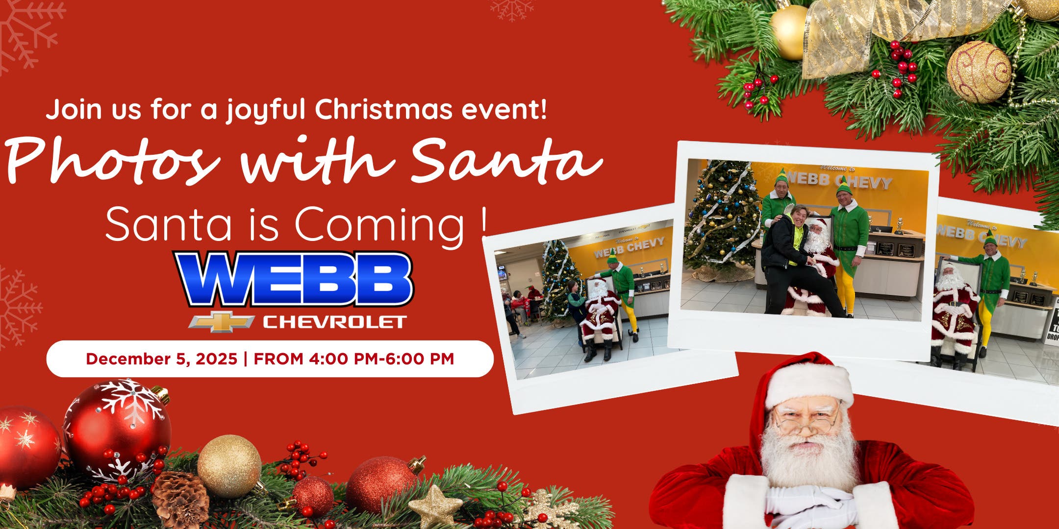 Dec 5 | 🎅 Santa is Coming to Webb Chevrolet Oak Lawn! 🎄 | Oak Lawn, IL ...