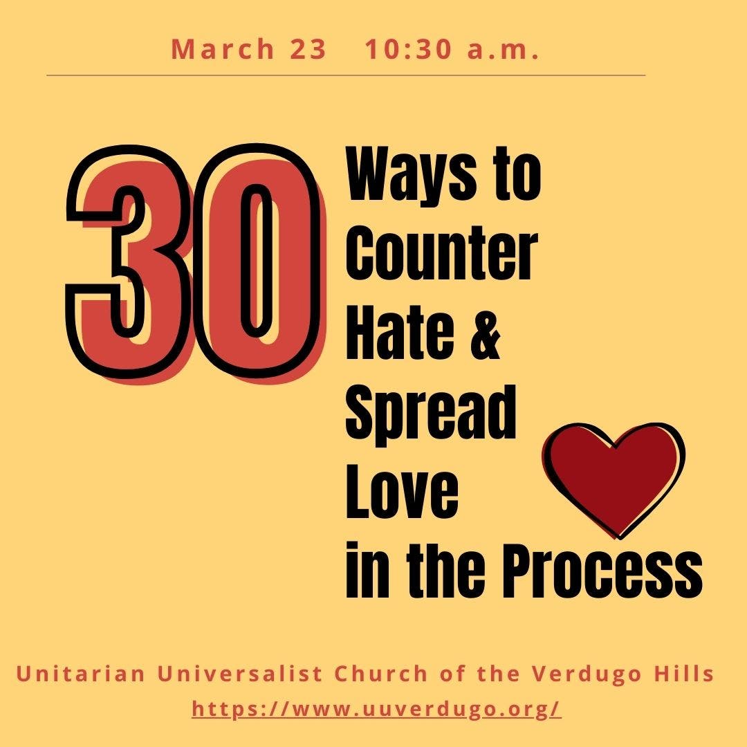 Mar 23 | Sunday Service: 30 Ways to Counter Hate and Spread Love in the ...