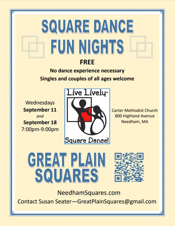Sep 11 | Free Square Dance Fun Night 7 PM - 9 PM | Brookline, MA Patch