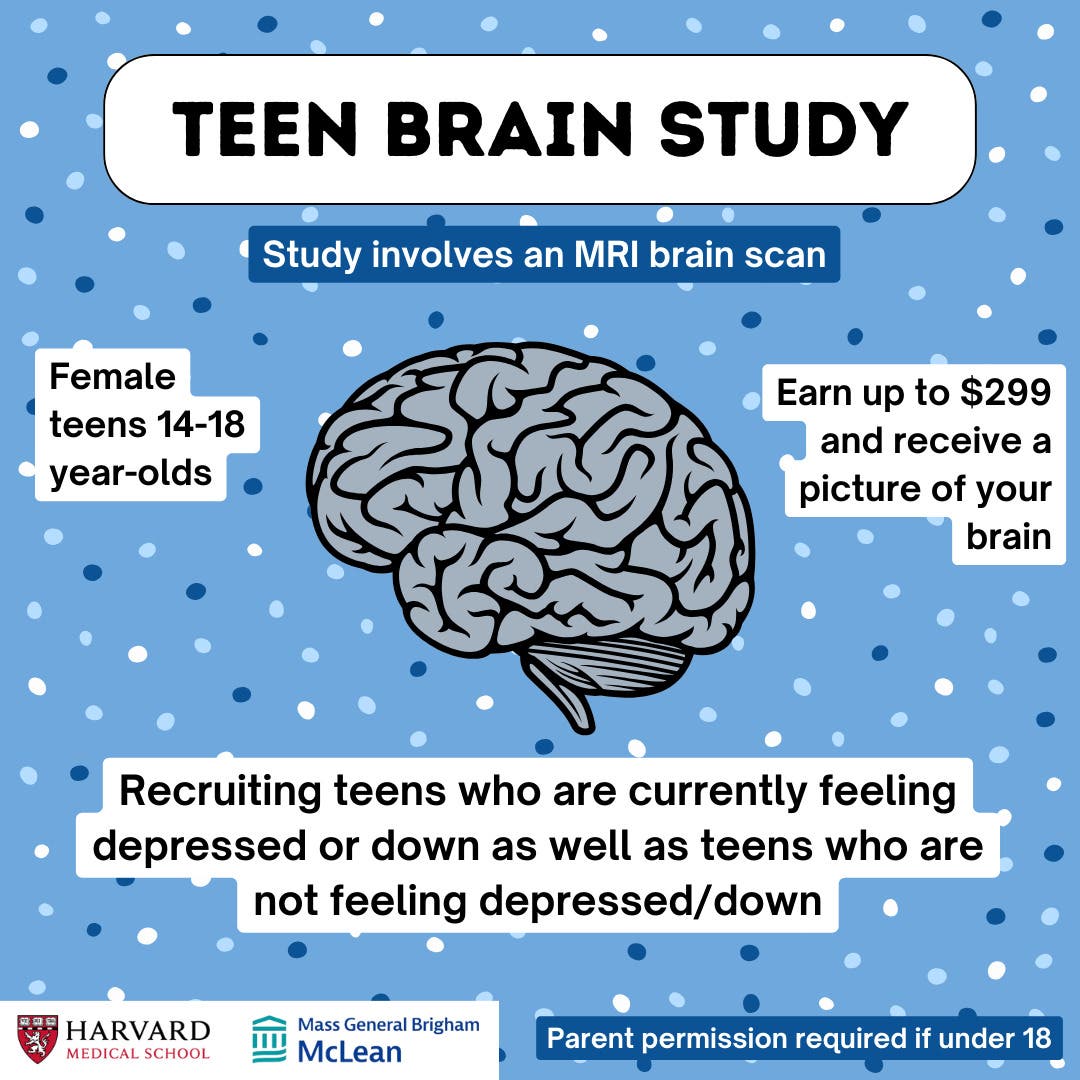 McLean Hospital Study on Stress and the Teen Brain. Earn up to $299 ...