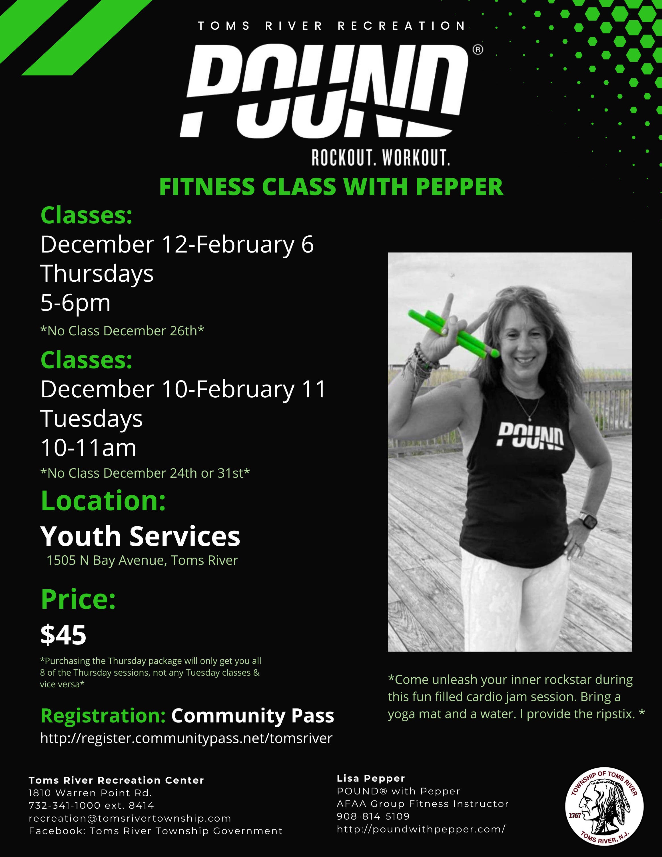 Dec 10 | Pound Rock-Out, Workout with Lisa | Toms River, NJ Patch