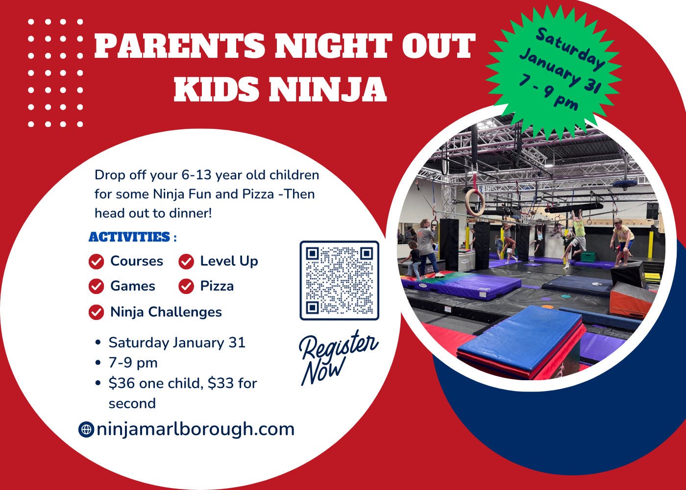 Jan 31 | Parents Night Out - Ninja For Kids | Marlborough, MA Patch