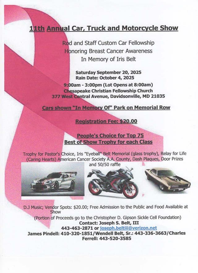 Sep 20 | 12th Iris Belt Annual Breast Cancer Awareness Car Show | Anne ...