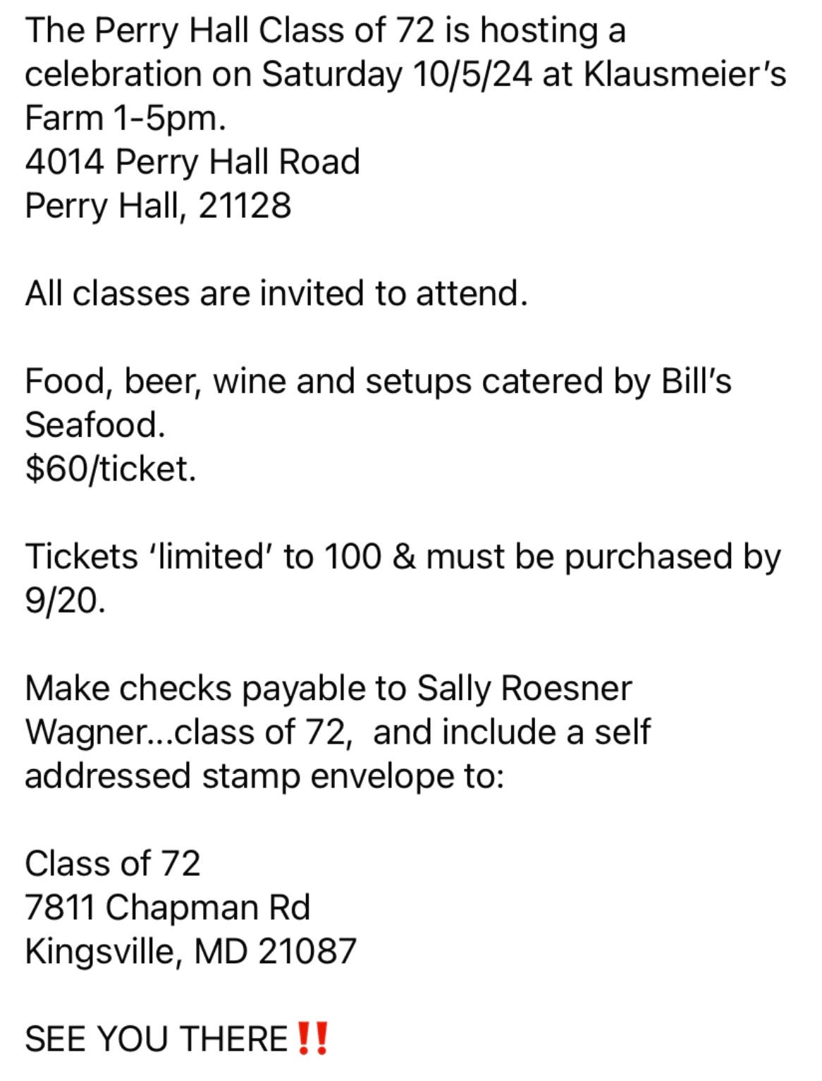 Oct 5 | Perry Hall class of 72: Partying because we still can | Perry ...