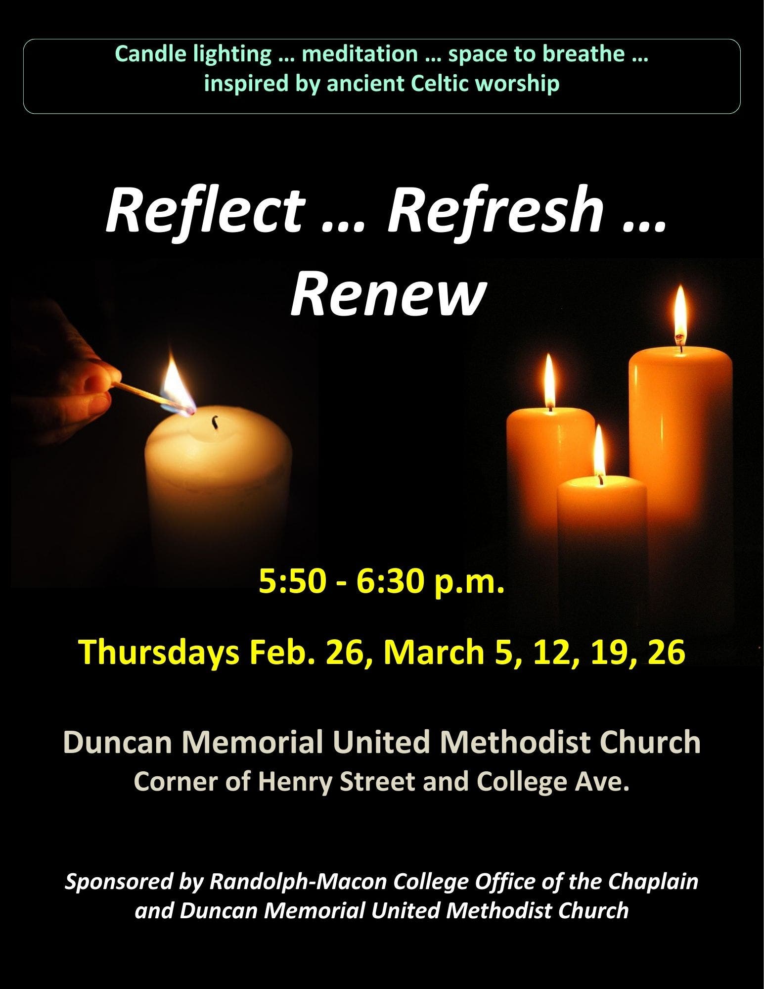 Mar 5 | REFLECT REFRESH RENEW: Celtic worship experience of candle ...