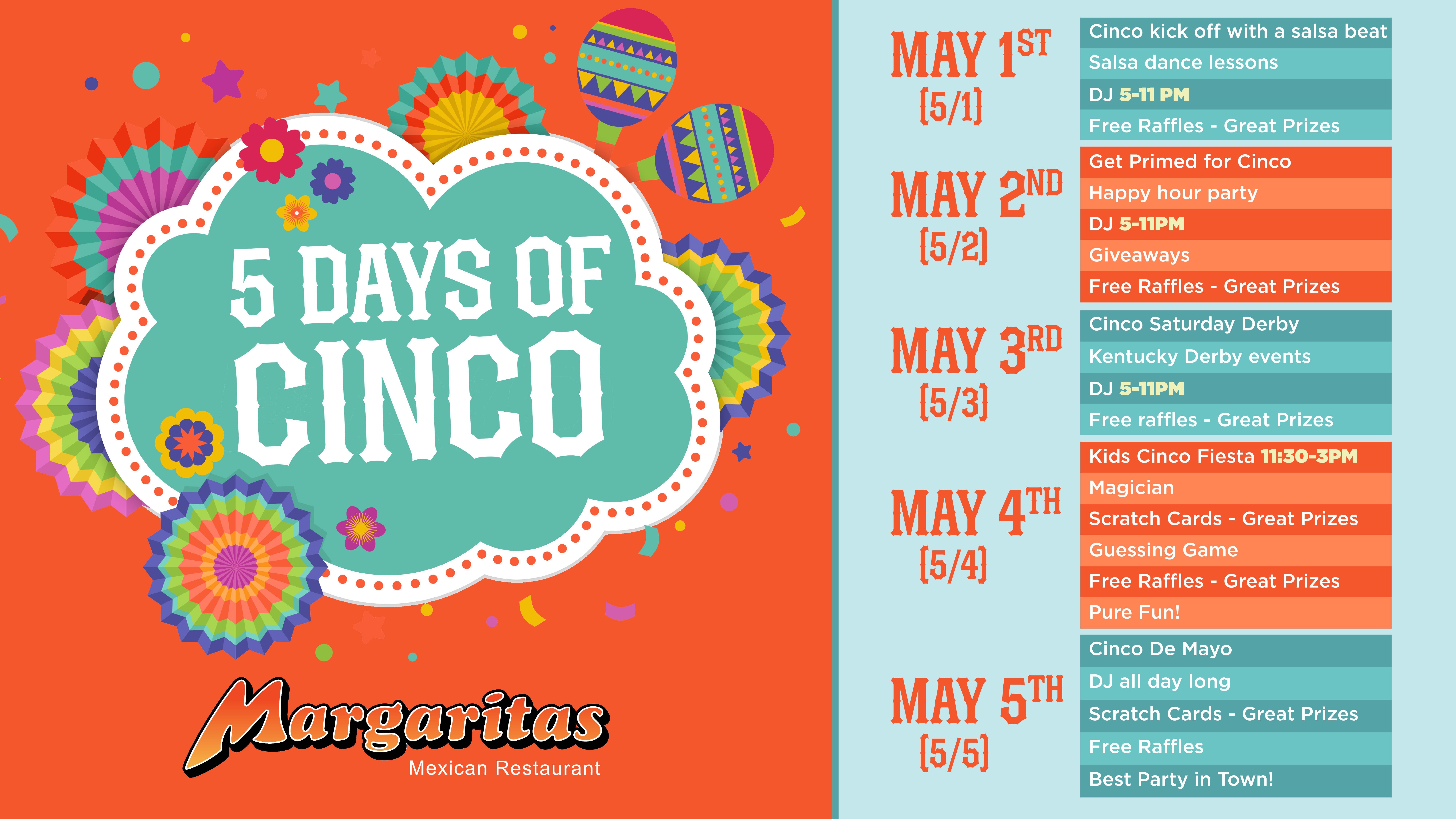 May 1 | 5 Days of Cinco at Margaritas Mexican Restaurant ...