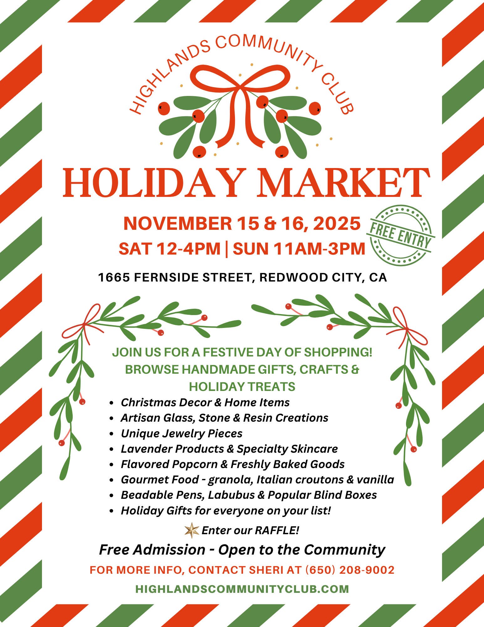 Nov 16 | Highlands Community Club Holiday Market | Redwood City, CA Patch
