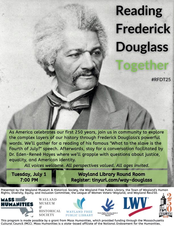 Jul 1 | Reading Frederick Douglass Together | Weston, MA Patch