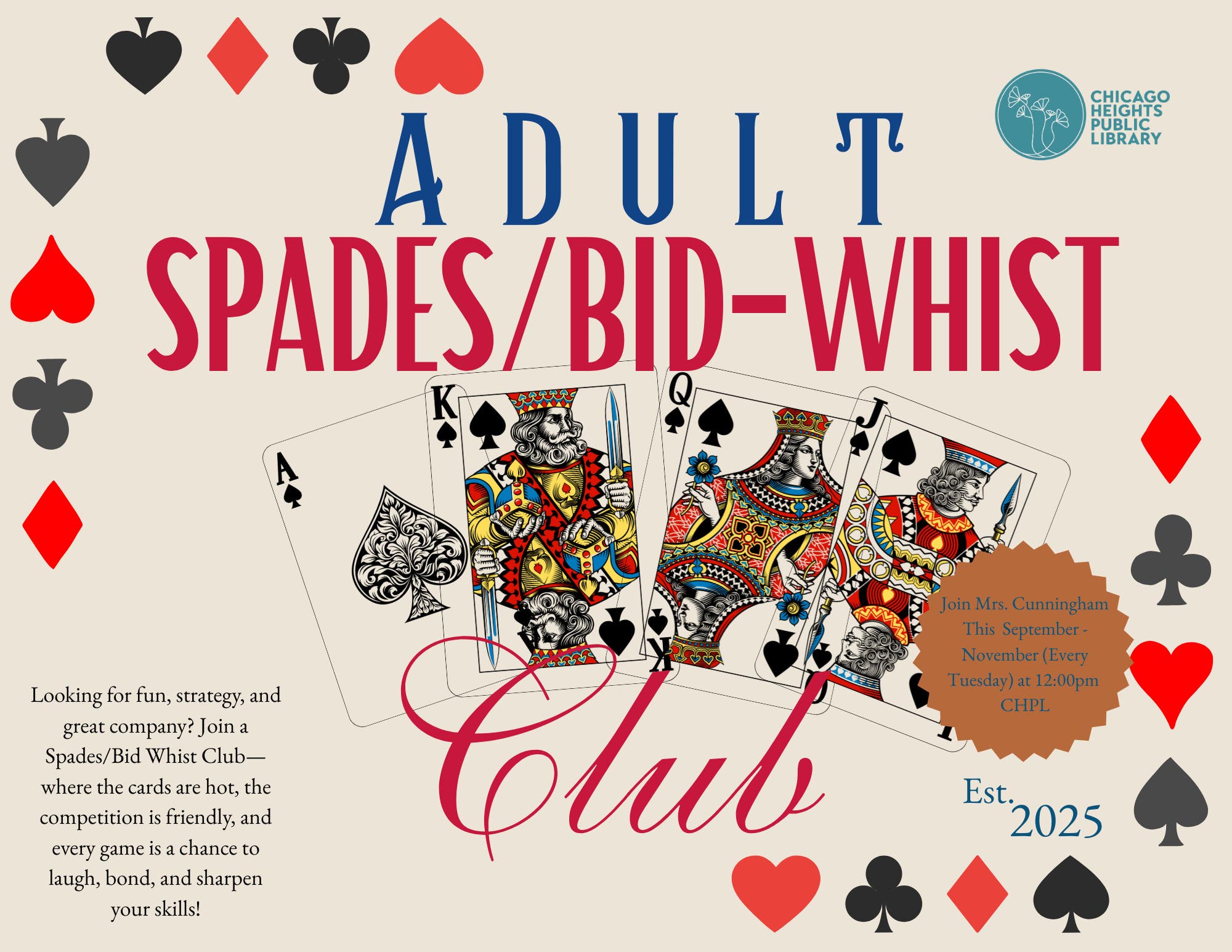 Oct 7 | Spades/Bid Whist Club | Chicago Heights, IL Patch