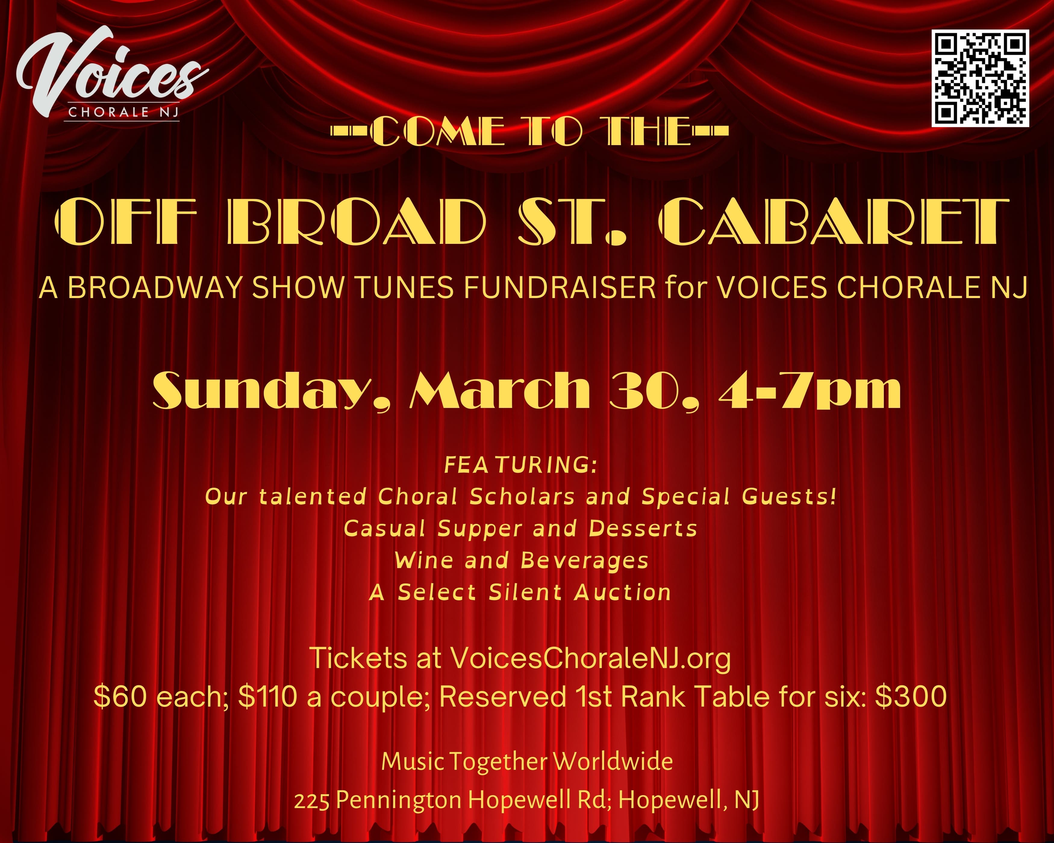 Mar 30 | Voices Chorale: Off Broad Street Cabaret | Hopewell, NJ Patch