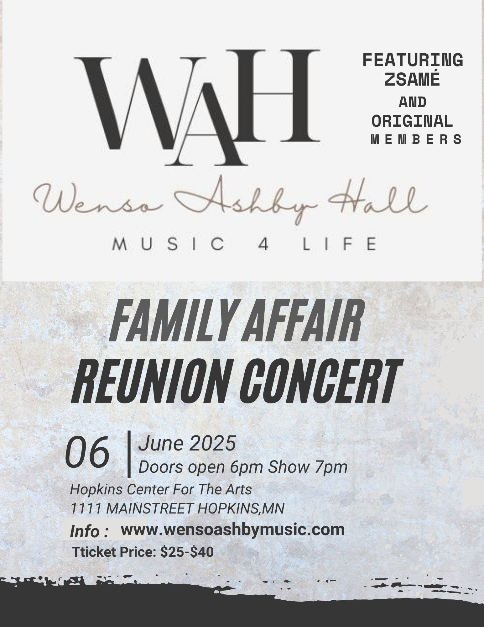 Jun 6 | Family Affair- The Wenso Ashby Reunion Concert | Hopkins, MN Patch