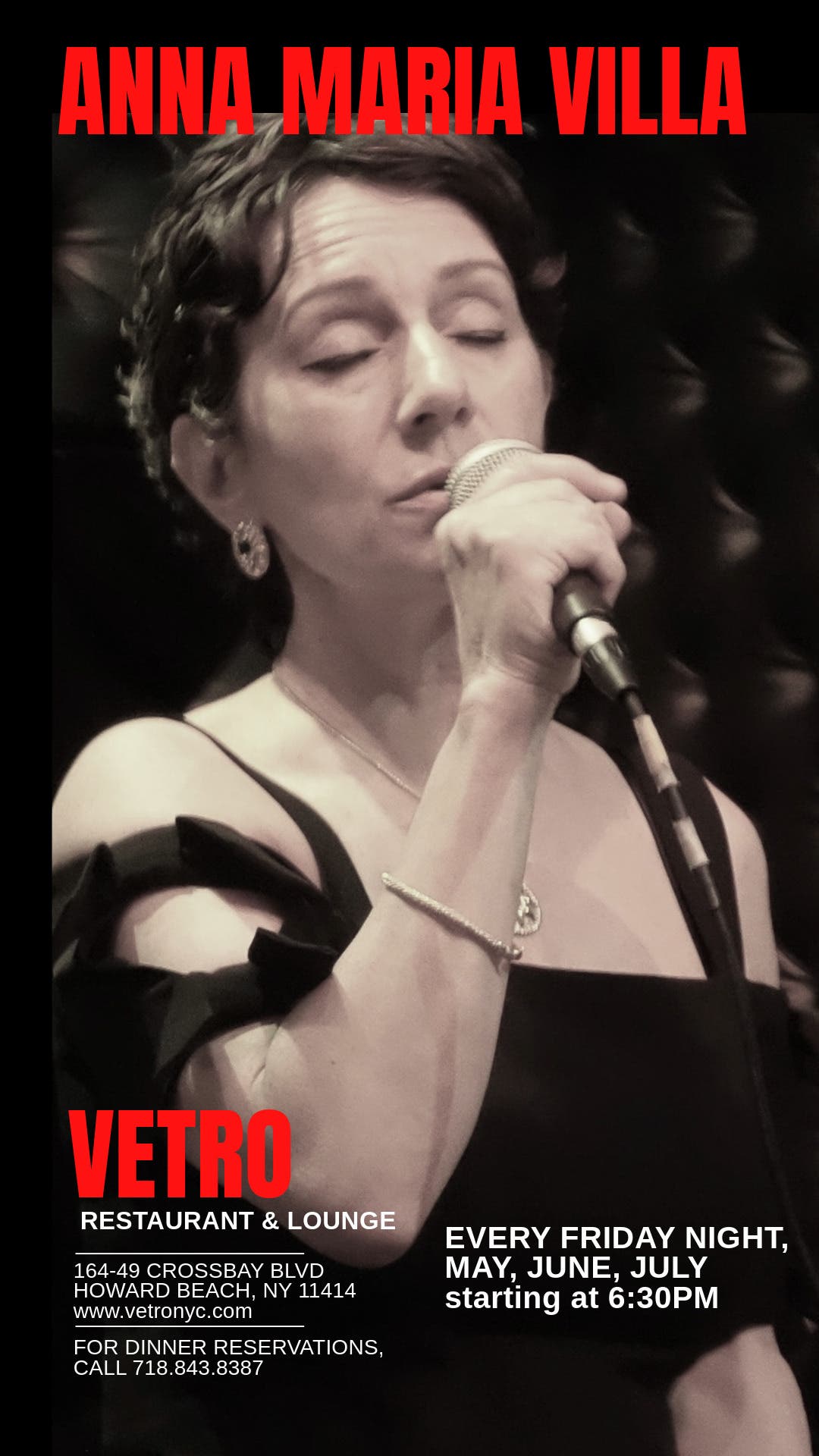 May 16 | Anna Maria Villa sings at Vetro Restaurant & Lounge ...