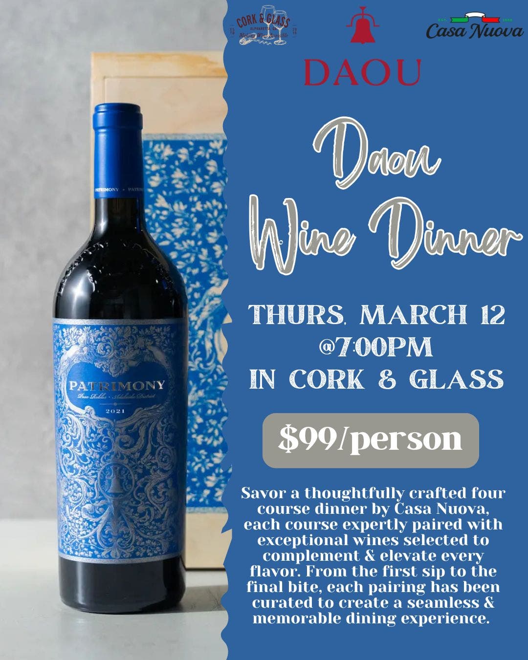 Mar 12 | Daou Wine Dinner at Cork & Glass | Atlanta, GA Patch