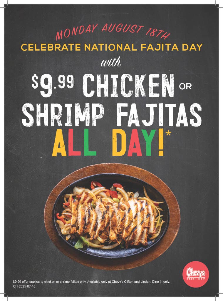 Aug 18 | Celebrate National Fajita Day at Chevys | Linden, NJ Patch