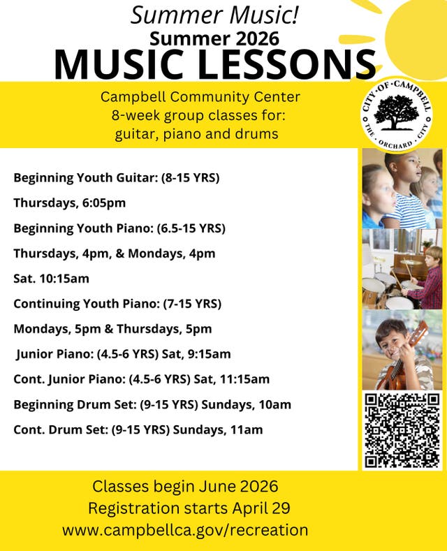 Summer Group Music Classes at Campbell Community Center - Saratoga, CA ...