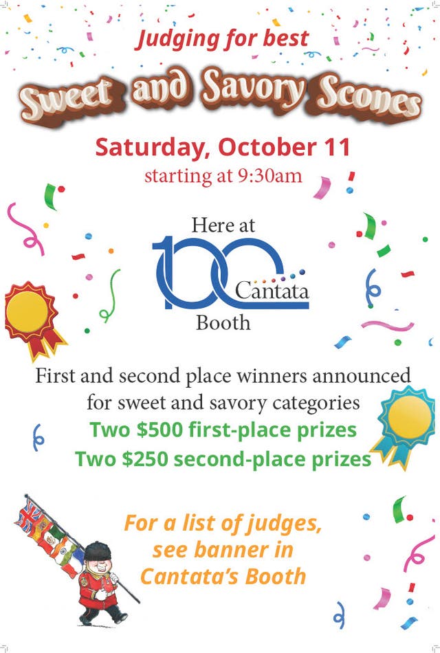Oct 11 | Judging for best savory, best sweet scones sold from Cantata’s ...