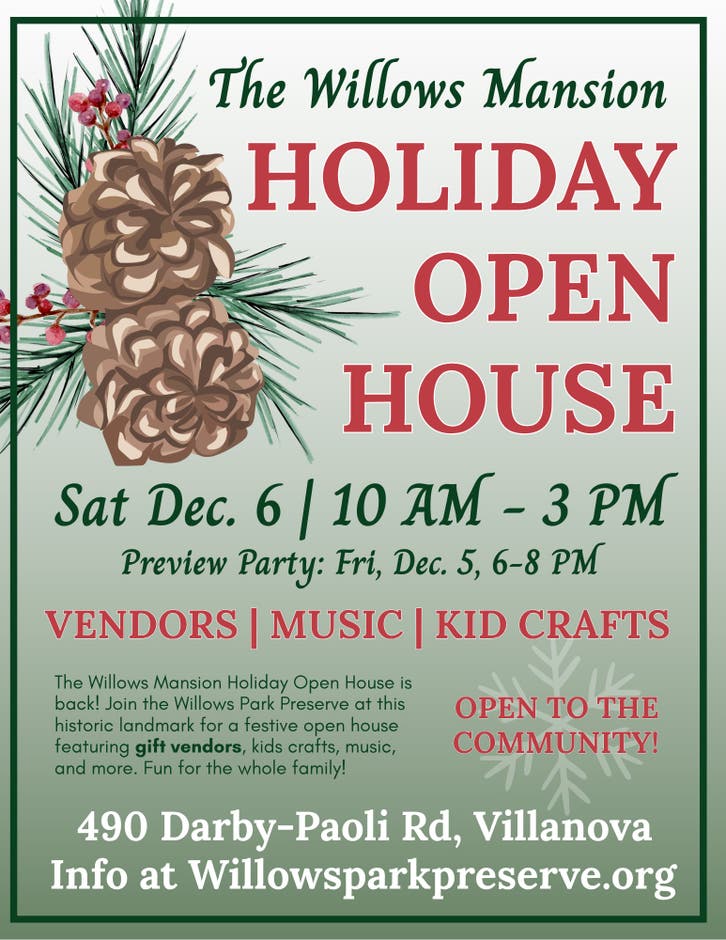 Dec 6 | Holiday Open House at the Willows Mansion | Radnor, PA Patch