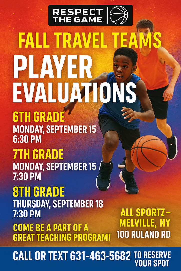 Sep 15 | Respect The Game Basketball Player Evaluations | Melville, NY ...