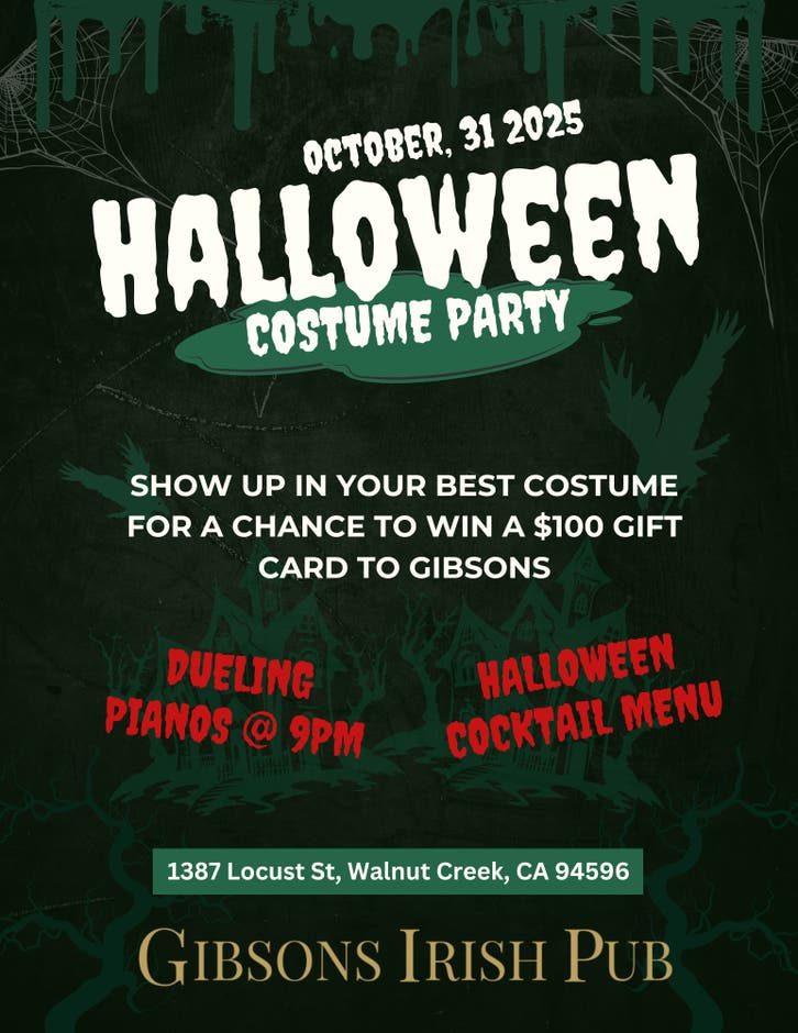 Oct 31 | Halloween Costume Party at Gibson's Irish Pub! | Walnut Creek ...