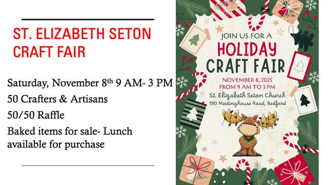 Nov 8 | St. Elizabeth Seton Craft Fair | Bedford, NH Patch