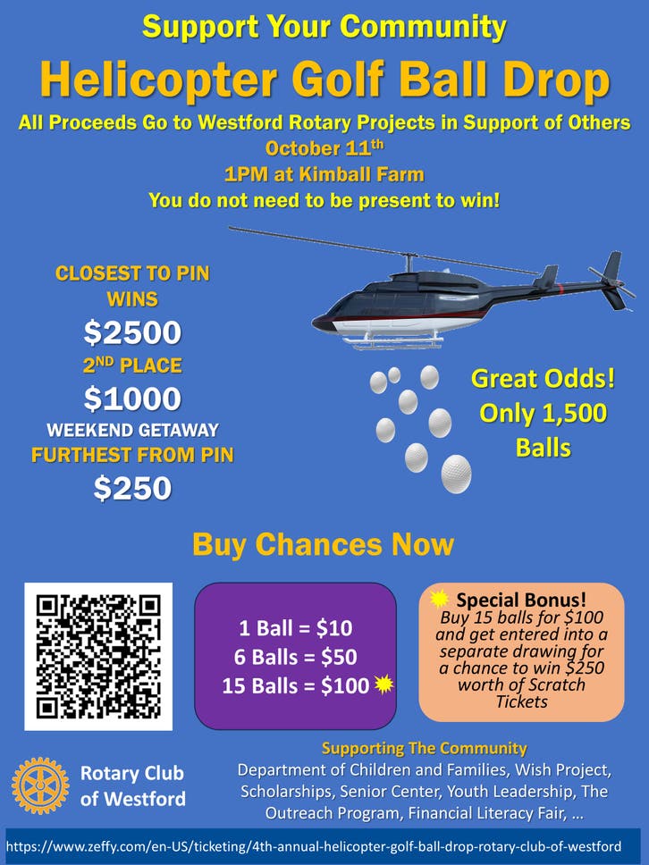 Oct 11 | Helicopter Golf Ball Drop - Rotary Fundraiser | Westford, MA Patch
