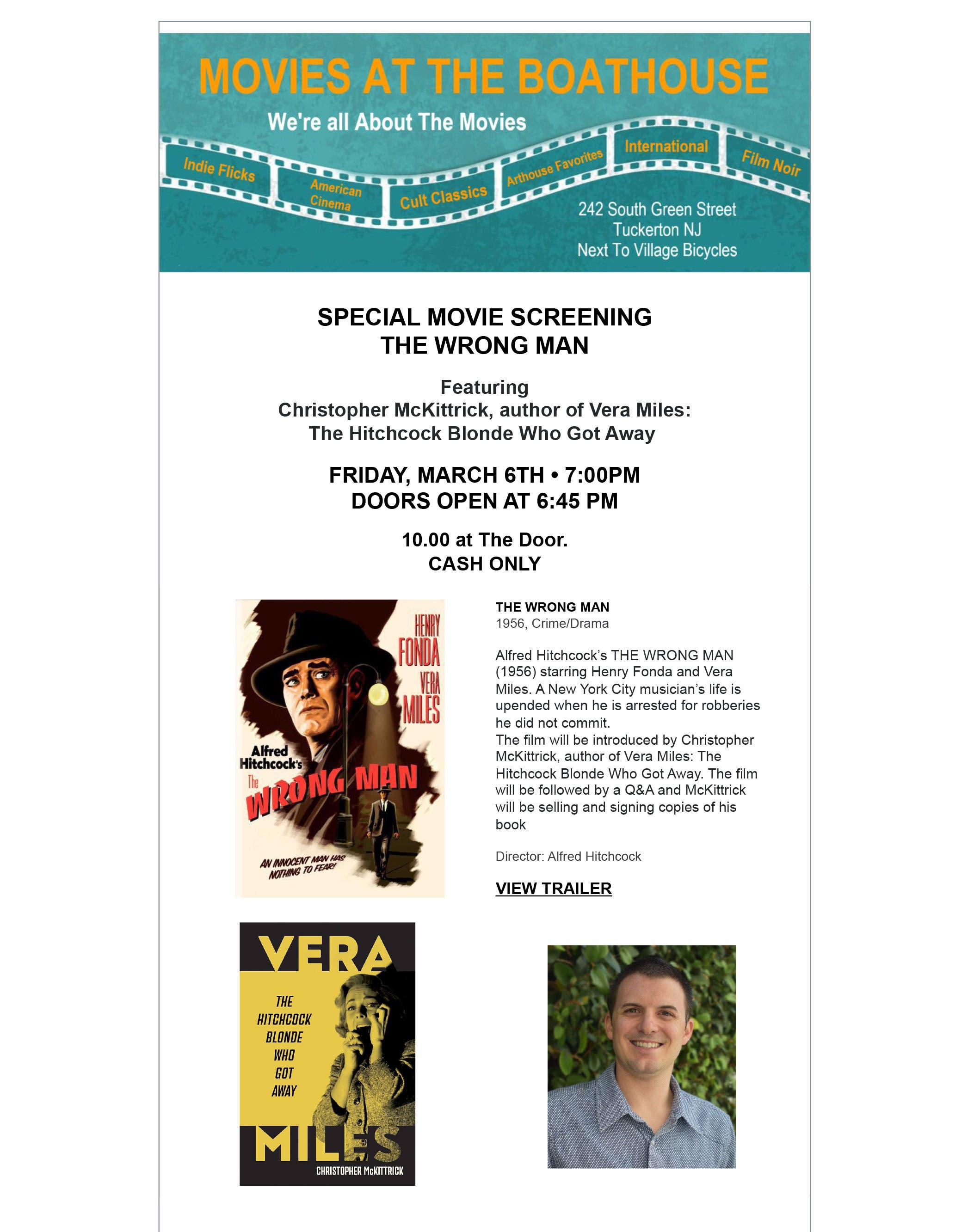 Mar 6 | Alfred Hitchcock's The Wrong Man & bbok | Little Egg Harbor, NJ ...