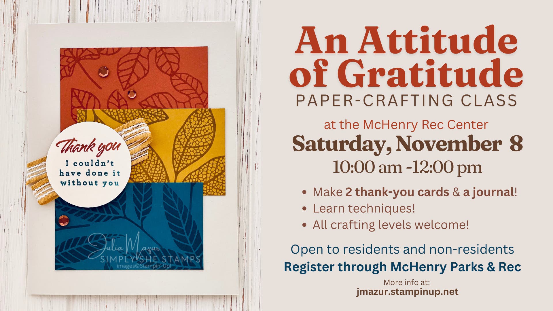 Nov 8 | An Attitude of Gratitude Paper-Crafting Class | McHenry, IL Patch