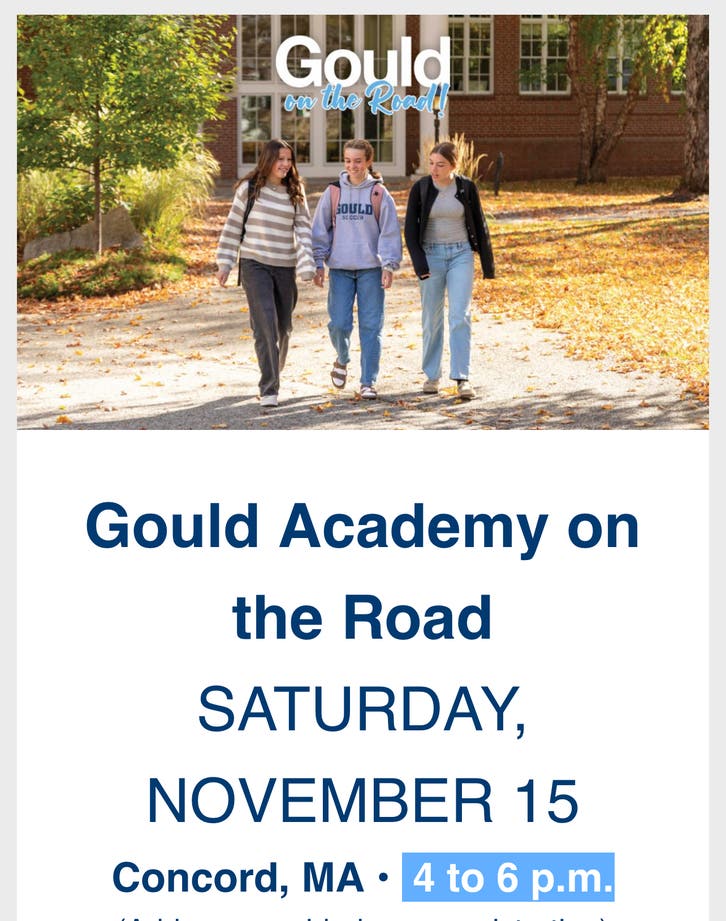 Nov 15 | Gould Academy Information Session | Concord, MA Patch
