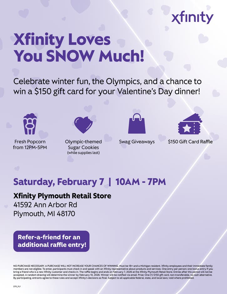 Feb 7 | Xfinity Loves You SNOW Much | Plymouth, MI Patch