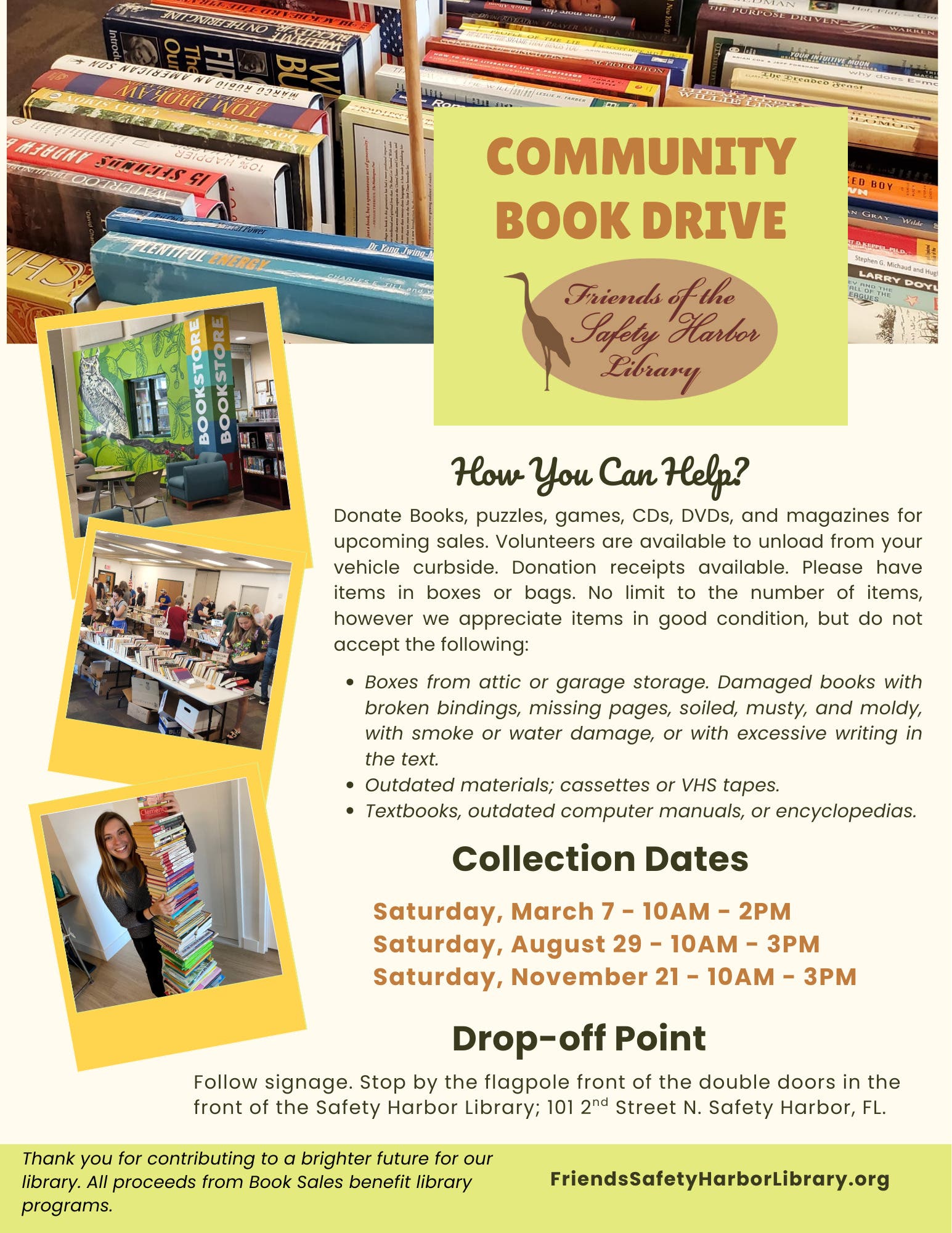 Mar 7 | Friends of the Library Community Book Drive | Safety Harbor, FL ...