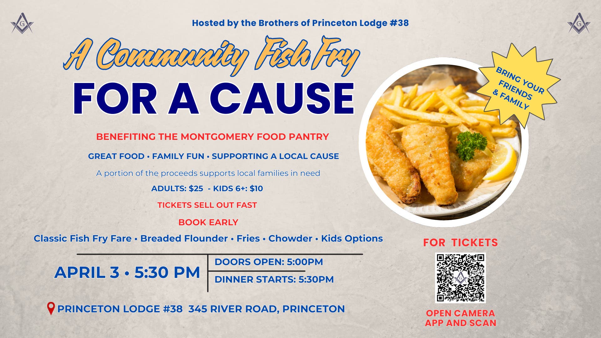 Apr 3 | Community Fish Fry for a Cause – Princeton Lodge #38 ...