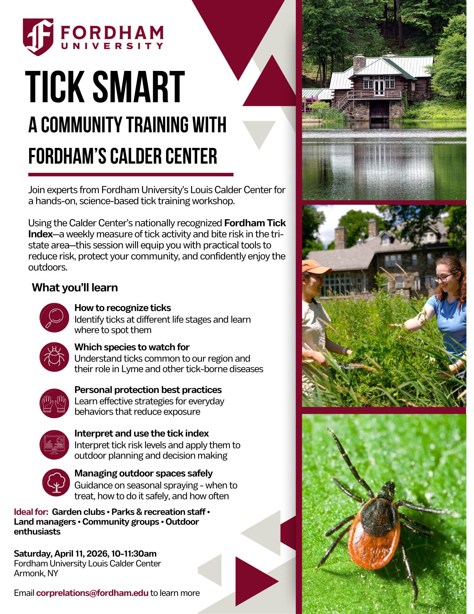 Apr 11 | Tick Smart: A Community Training With Fordham's Calder Center ...