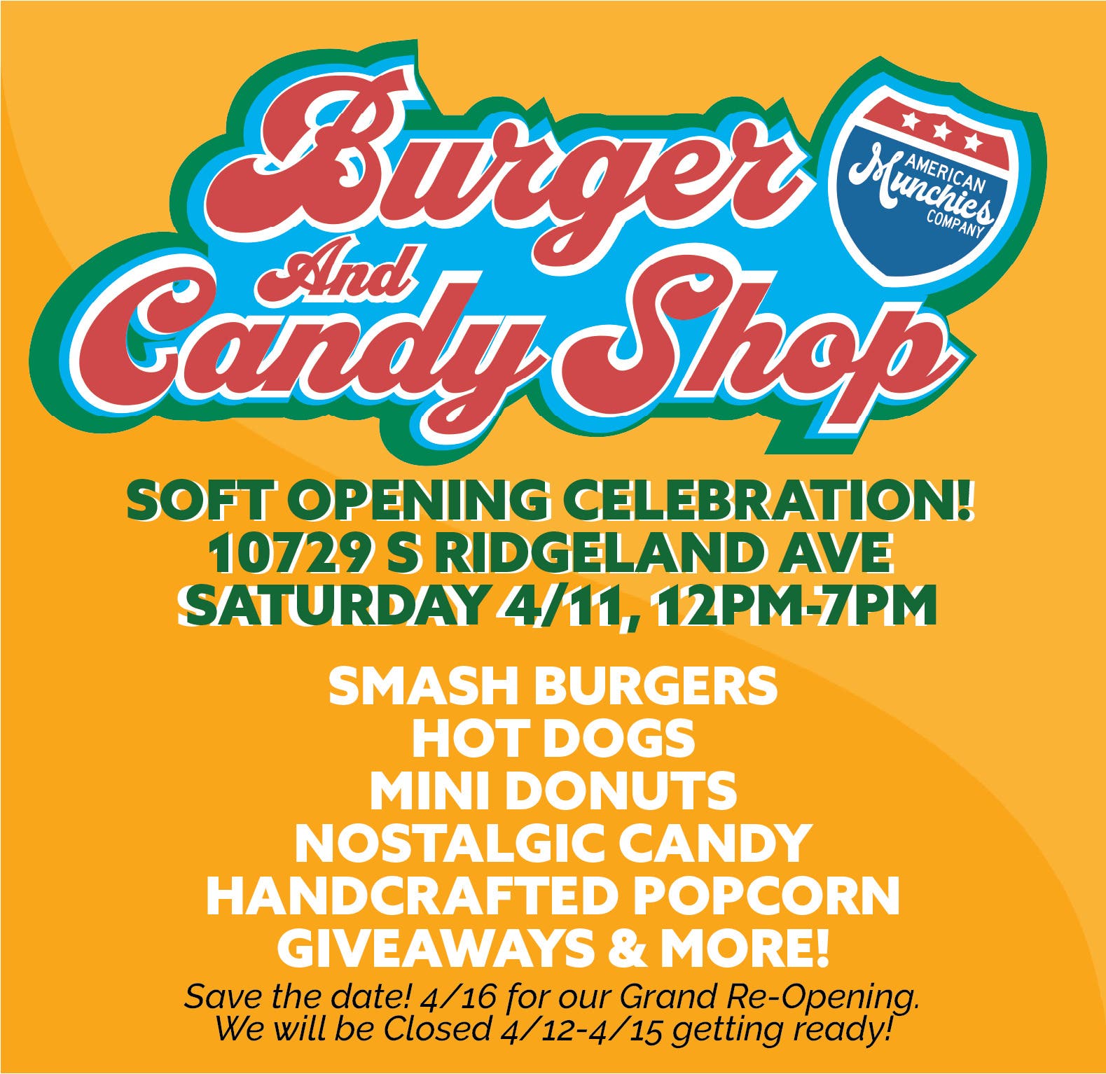 Apr 11 | American Munchies Co. Burger & Candy Shop Soft Opening ...