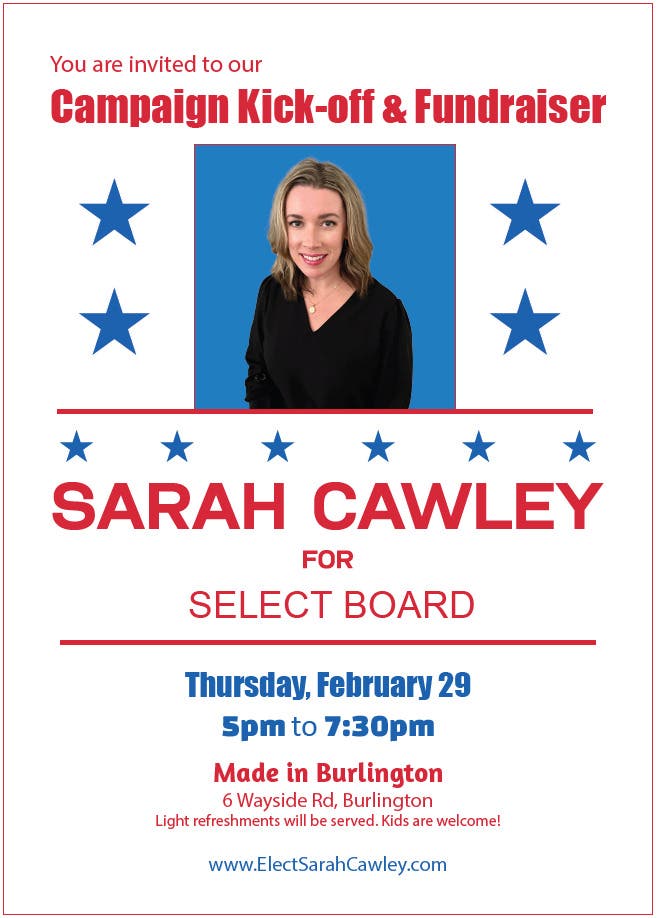 Feb 29 | Sarah Cawley for Select Board - Campaign Kick-off & Fundraiser ...