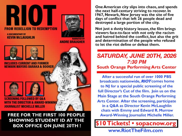 Jun 20 | Riot: From Rebellion To Redemption | West Orange, NJ Patch