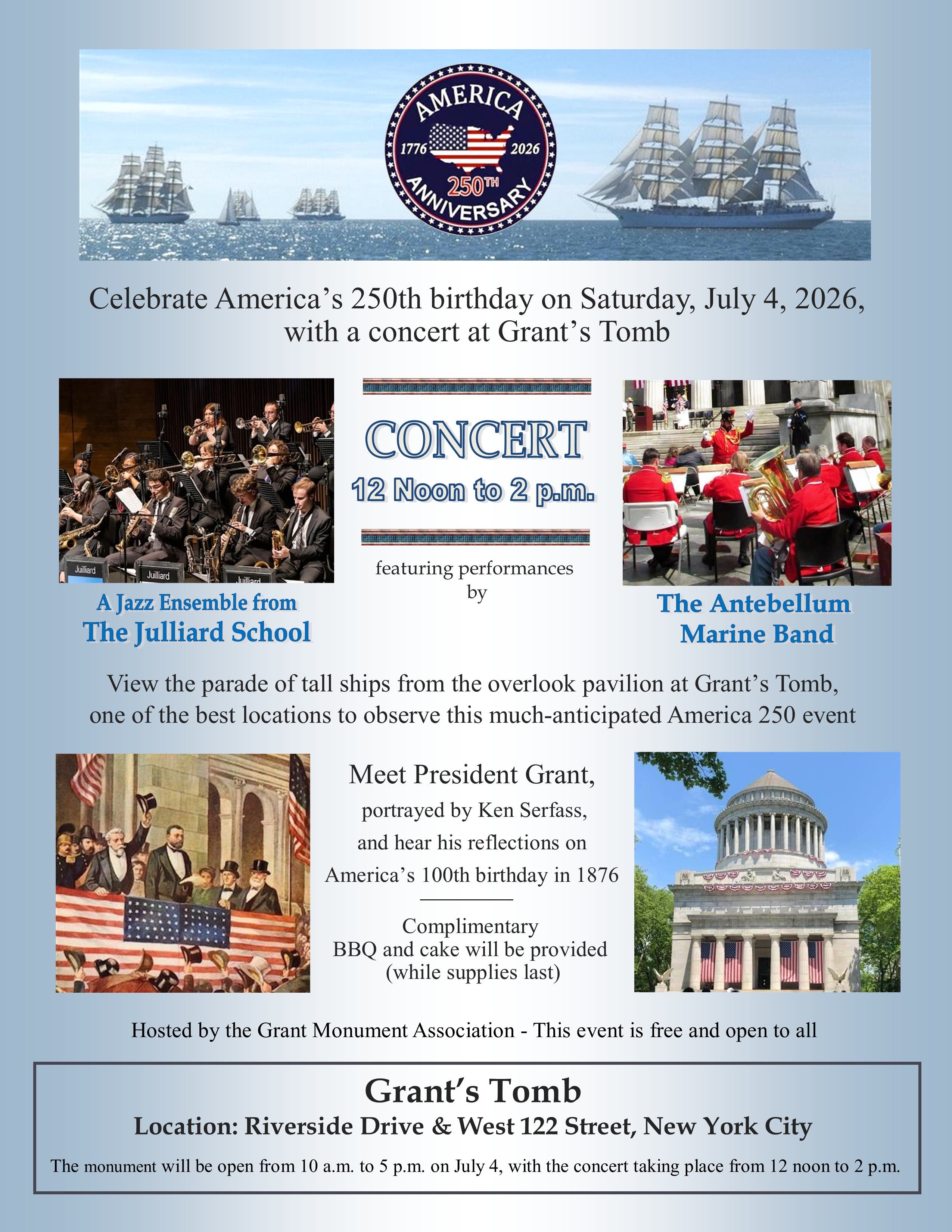Jul 4 | July 4 concert & BBQ at Grant's Tomb, and view the parade of ...
